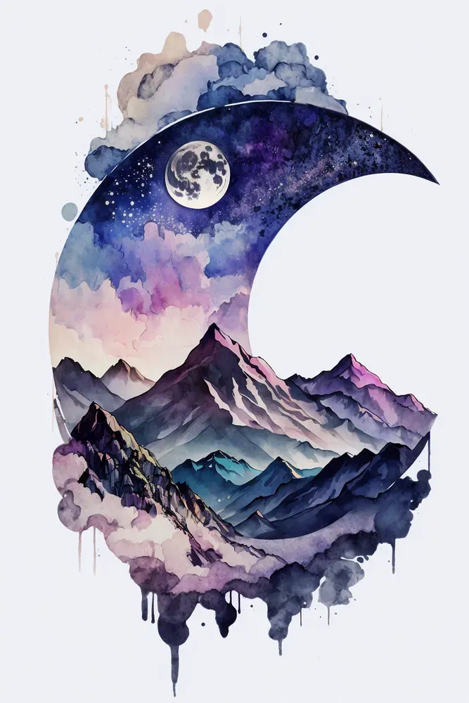 Cosmic Animal Crescent Moon Portraits Midjourney Prompt | PromptBase