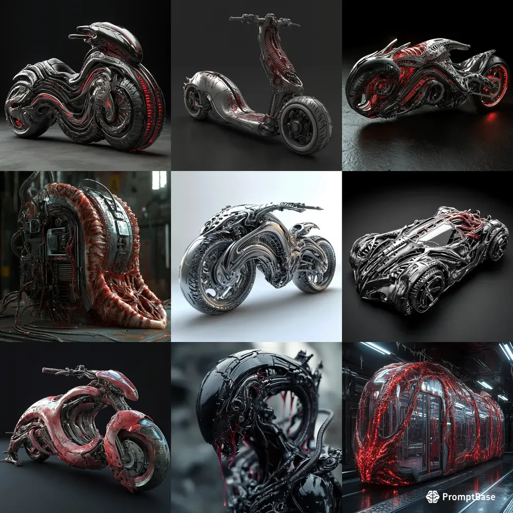 H R Giger Organic Engines Midjourney Prompt | PromptBase