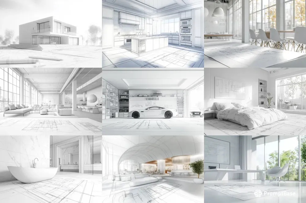 Blueprints In 3D Immersive Home Designs Midjourney Prompt | PromptBase