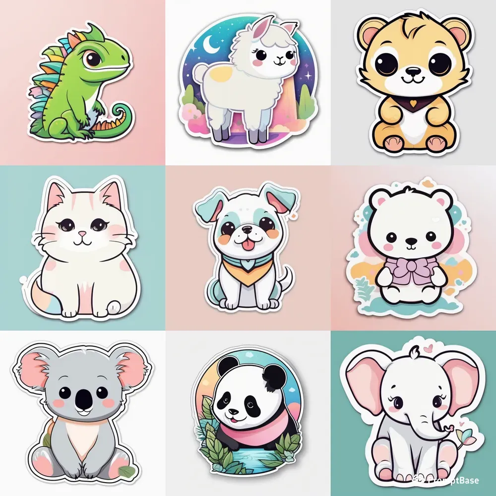 Super Sweet Animal Stickers Stable Diffusion Prompt | PromptBase