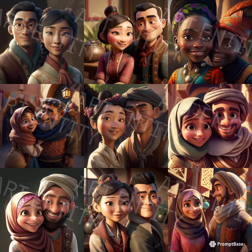 Disney Pixar Couples Midjourney Prompt | PromptBase