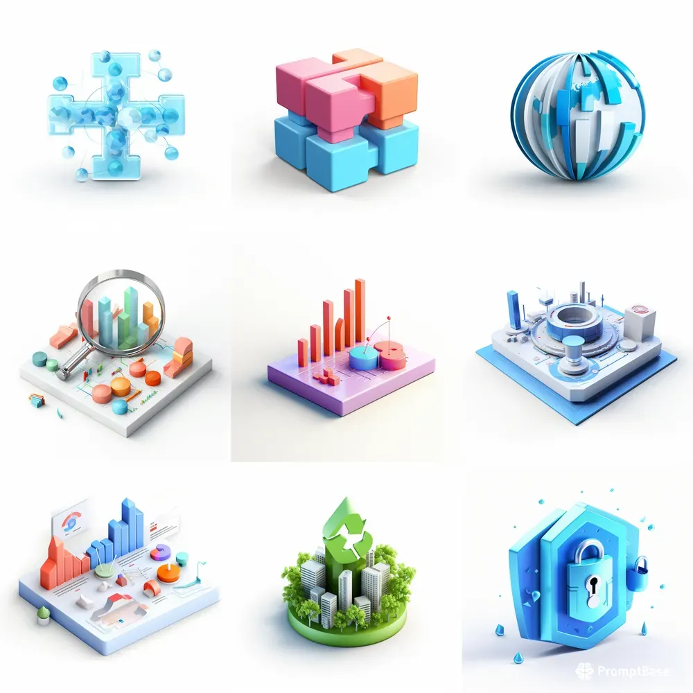Infographics 3D Icons For Websites Midjourney Prompt | PromptBase