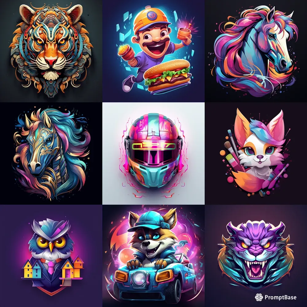 Aryanto Vibrant Multicolored Logos Midjourney Prompt | PromptBase