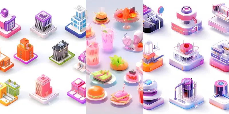 Colorful 3D Icon Sets Of Any Industries Midjourney Prompt | PromptBase