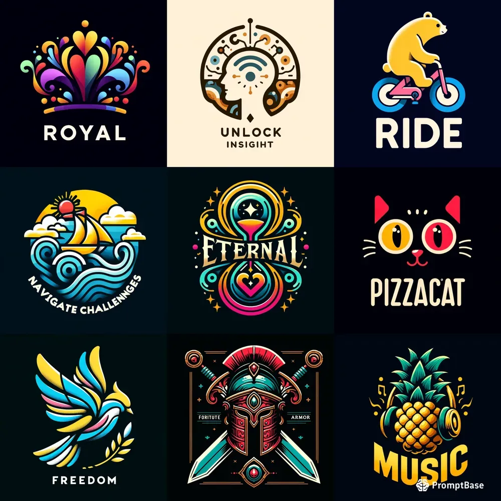 Vectors Whimsical Logos With Text DALL·E Prompt | PromptBase