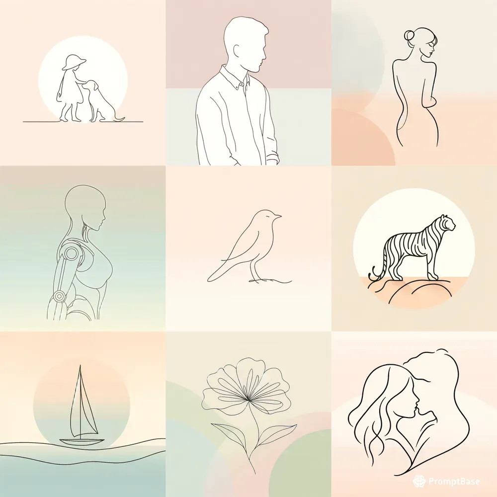 Delicate Line Art Illustrations DALL·E Prompt | PromptBase