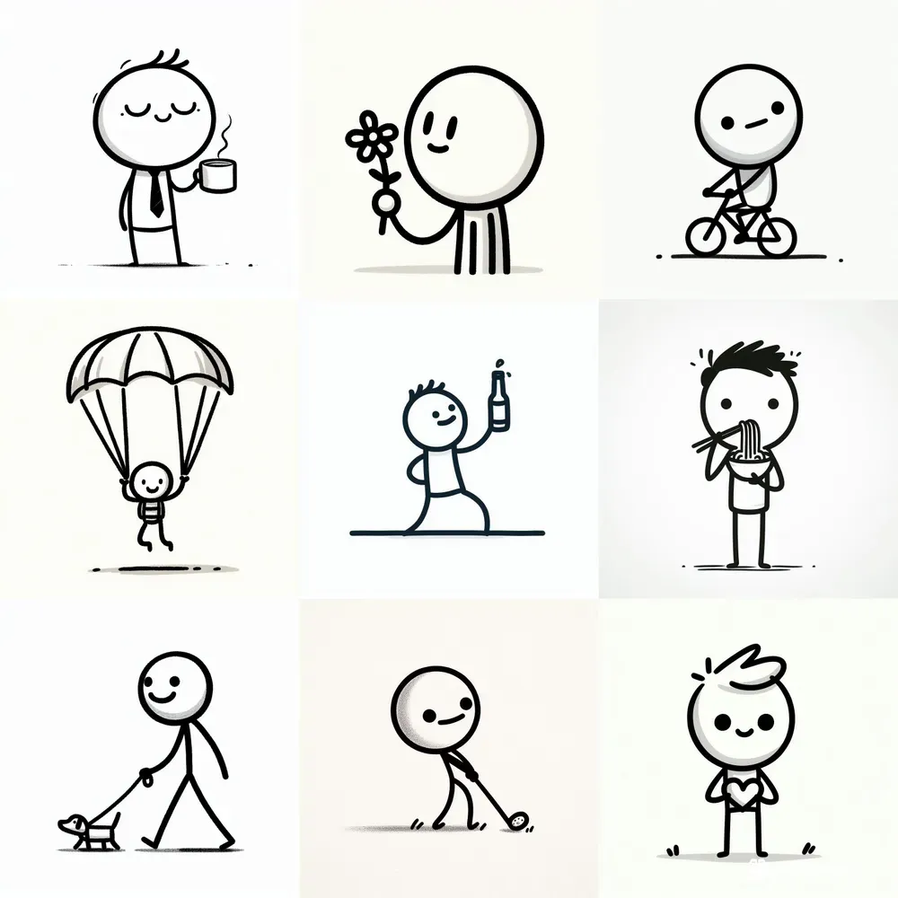 Adorable Hand Drawn Stickman Doodles DALL·E Prompt | PromptBase