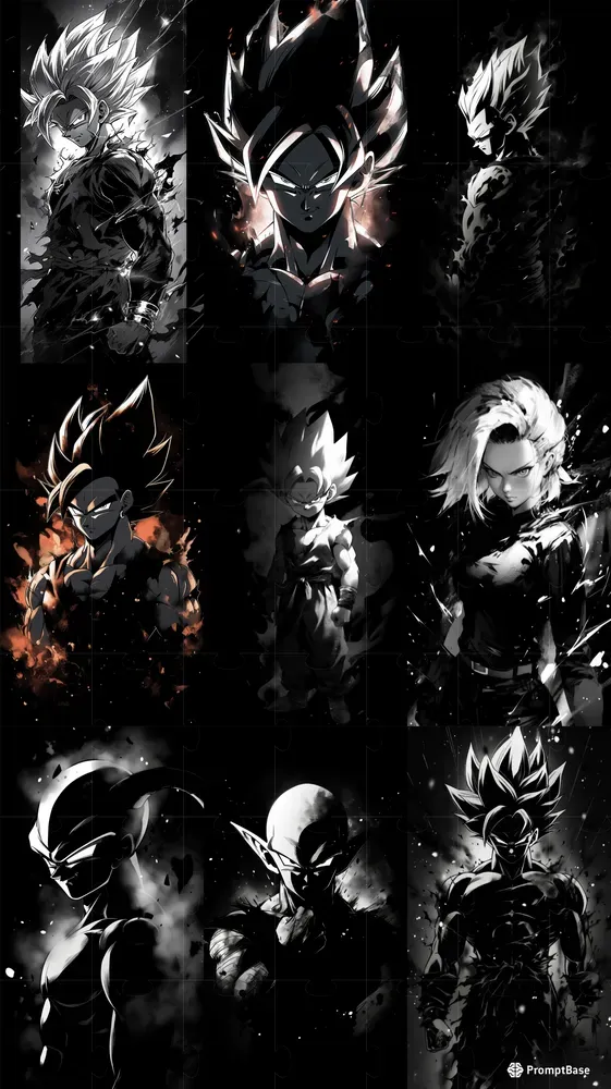 Dbz Black And Whites Midjourney Prompt | PromptBase