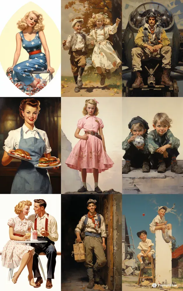 Norman Rockwell Style Posters Midjourney Prompt | PromptBase
