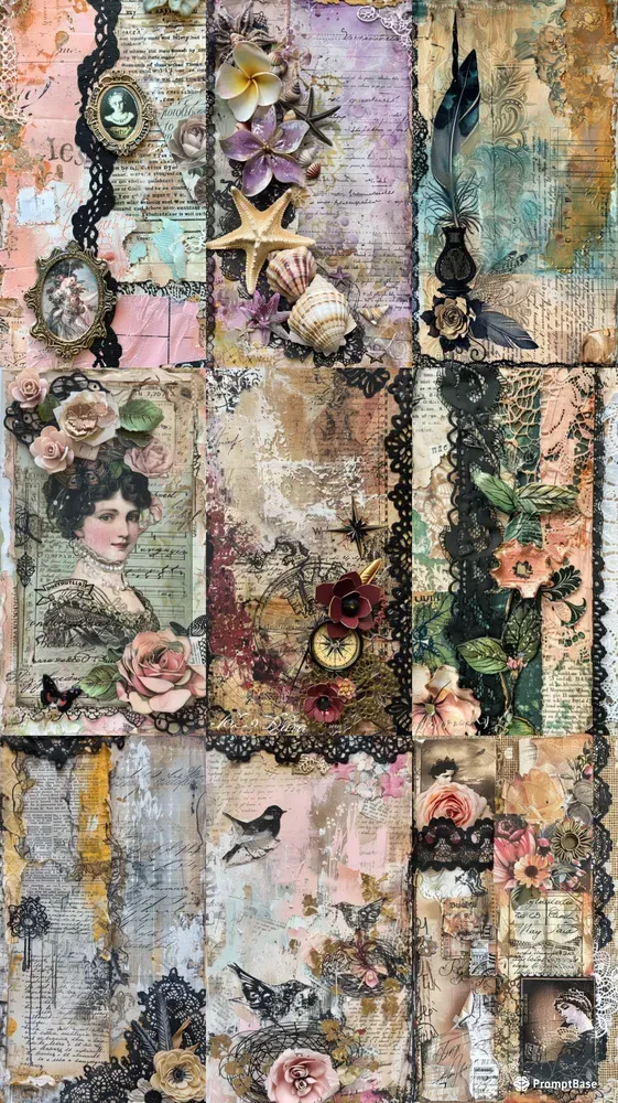 Collage Art Journals Scrapbook Pages Art Midjourney Prompt | PromptBase