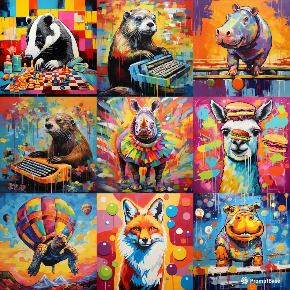 Dramatic Pop Art Animal Paintings Midjourney Prompt | PromptBase