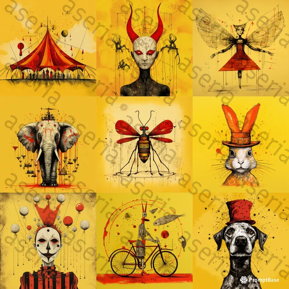 Circus Surreal Illustrations Midjourney Prompt | PromptBase