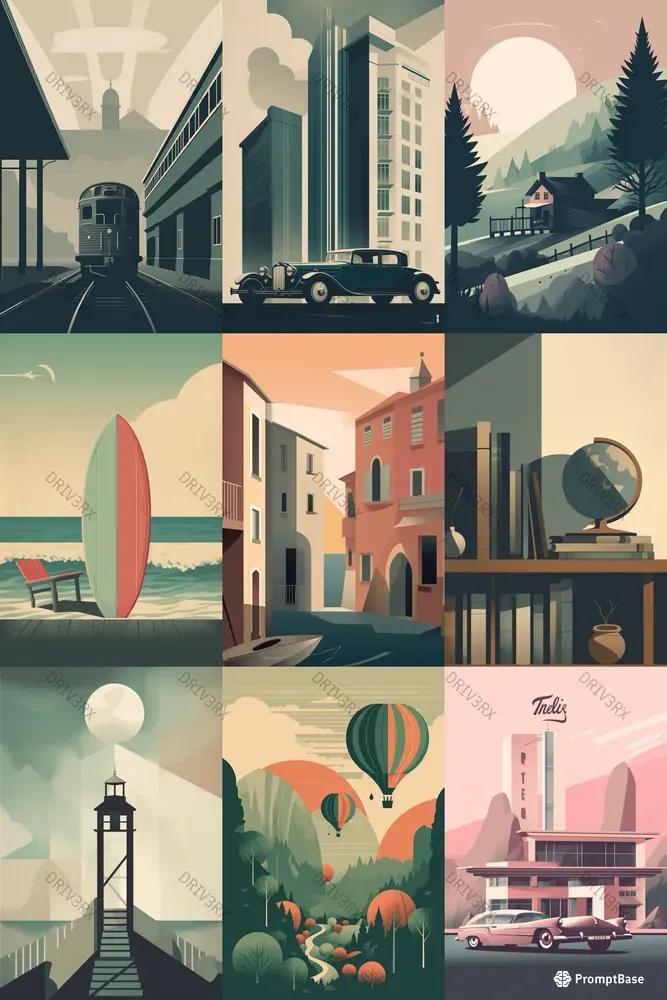 Vintage Minimalist Posters Midjourney Prompt | PromptBase