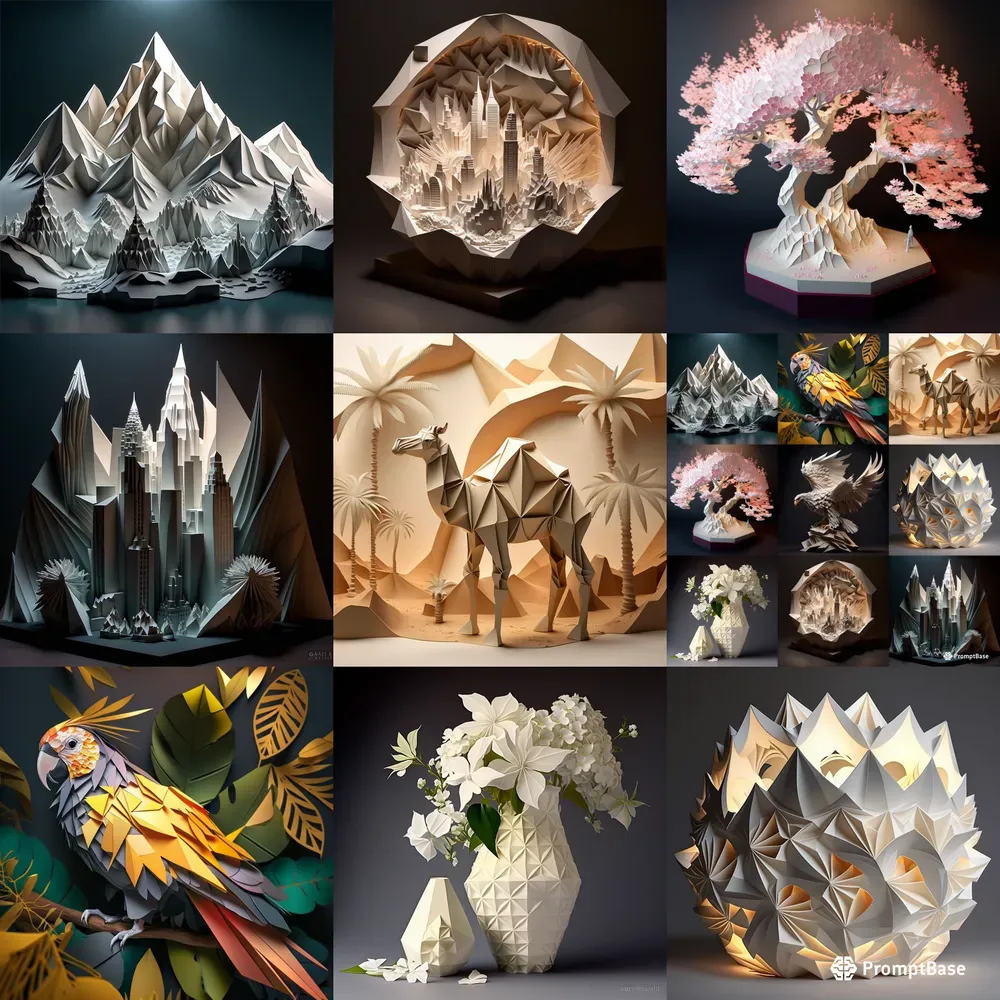 Origami Art Paper-folding Art Midjourney Prompt | PromptBase