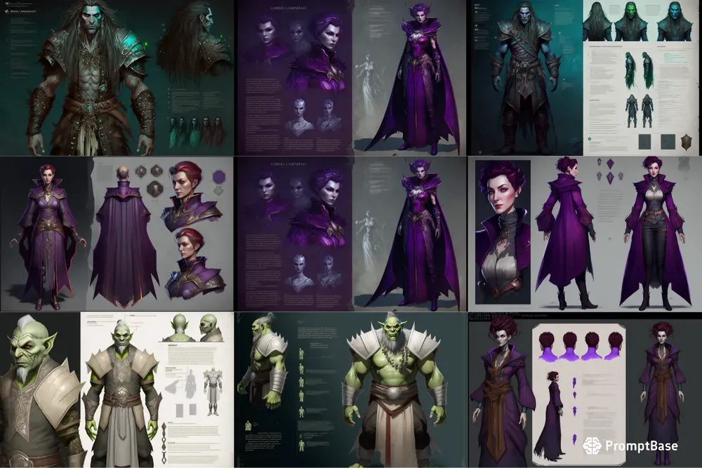 Character Design Sheets Midjourney Prompt | PromptBase