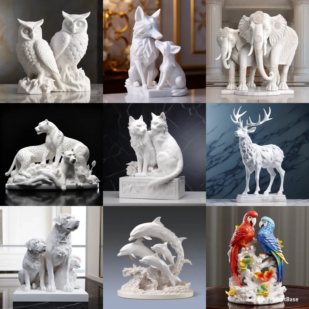 Animal Marble Sculpture Midjourney Prompt | PromptBase