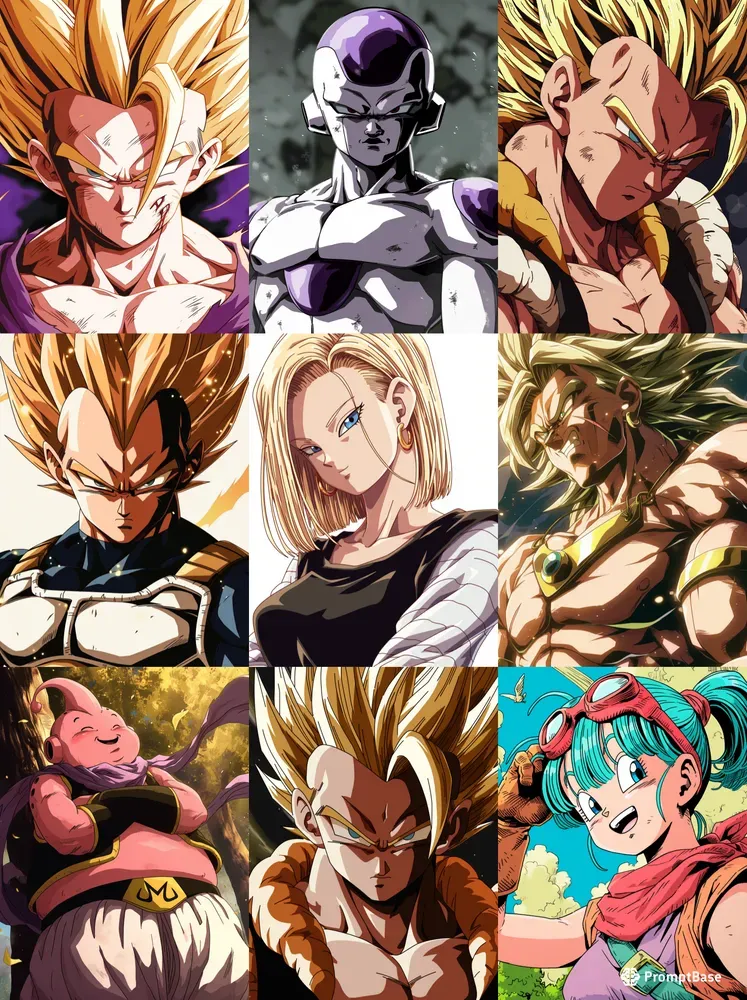 Retro Original Anime Dbz Portraits Midjourney Prompt | PromptBase