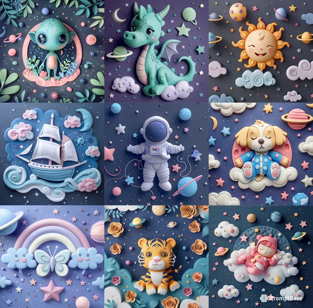 Cute 3D Clay Icons Midjourney Prompt | PromptBase