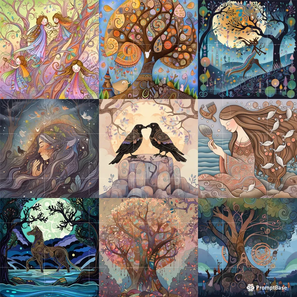 Celtic Folklore Illustrations Midjourney Prompt | PromptBase