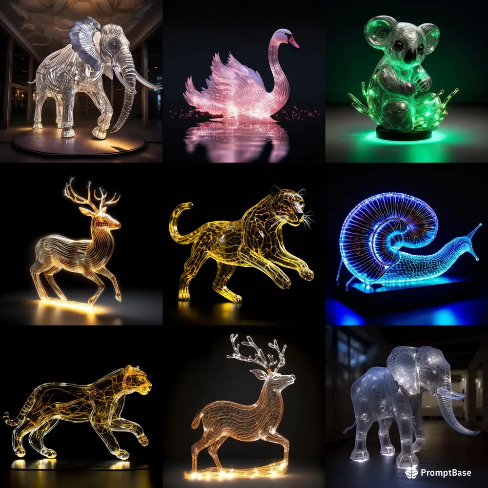 Animal Light Sculptures Midjourney Prompt | PromptBase