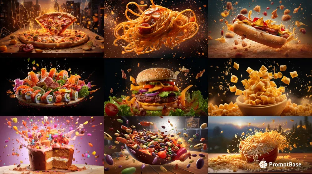 Foods Exploding Midjourney Prompt | PromptBase