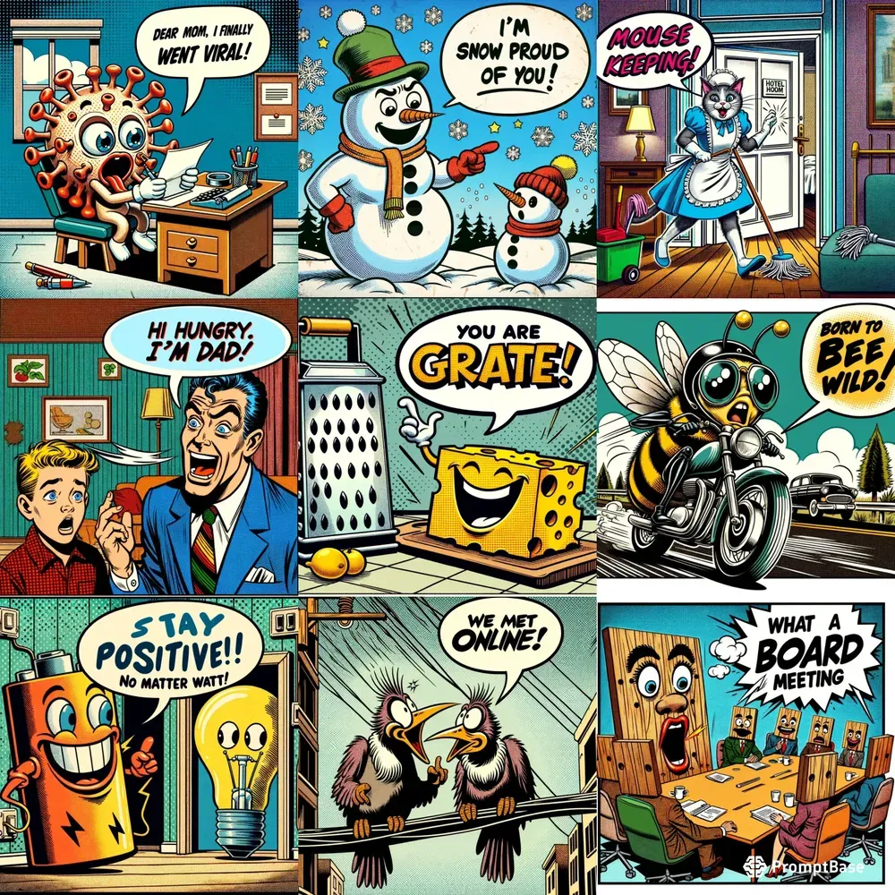 Comic Style Scenery With Funny Phrases DALL·E Prompt | PromptBase
