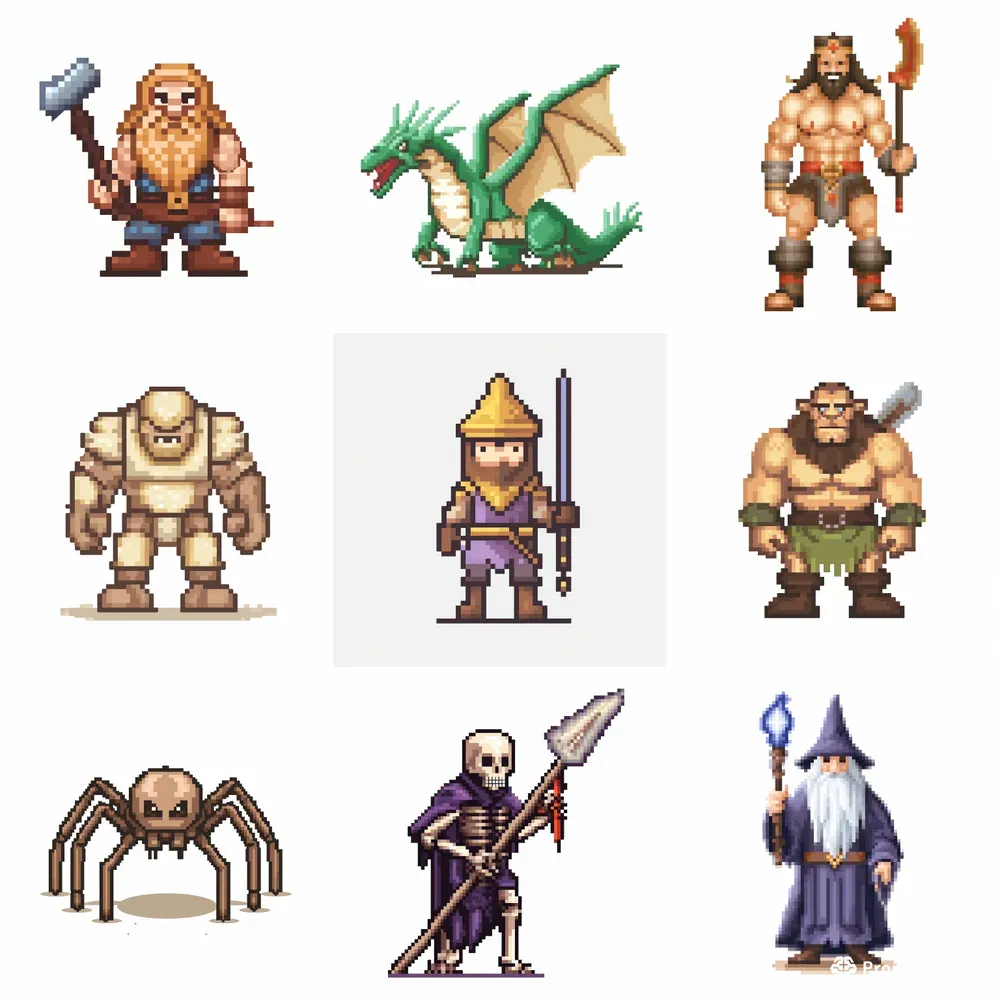 Pixel Art 8 Bit Retro Games Vintage Charas Midjourney Prompt | PromptBase