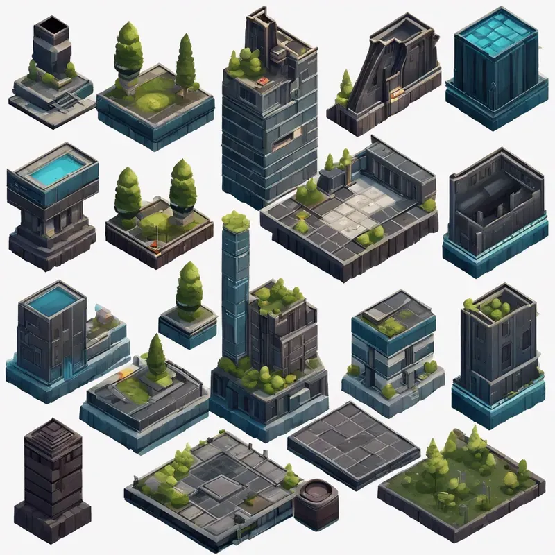Isometric Video Game Environment Tiles Stable Diffusion Prompt | PromptBase