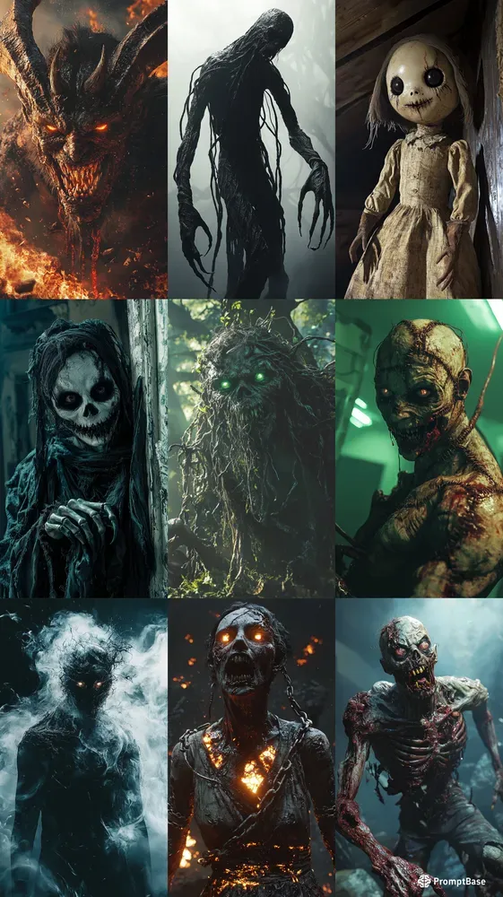 Terrifying Horror Movie Characters Midjourney Prompt | PromptBase