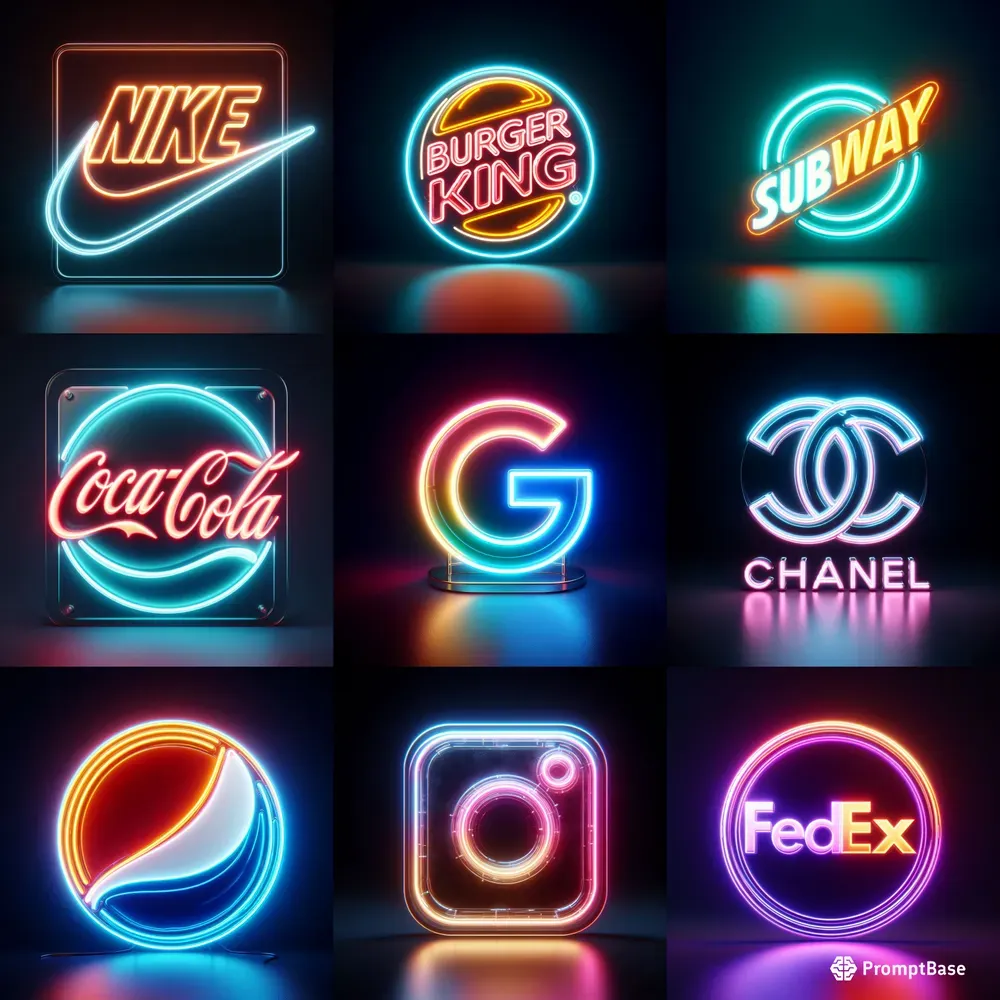 Famous Neon Logos DALL·E Prompt | PromptBase