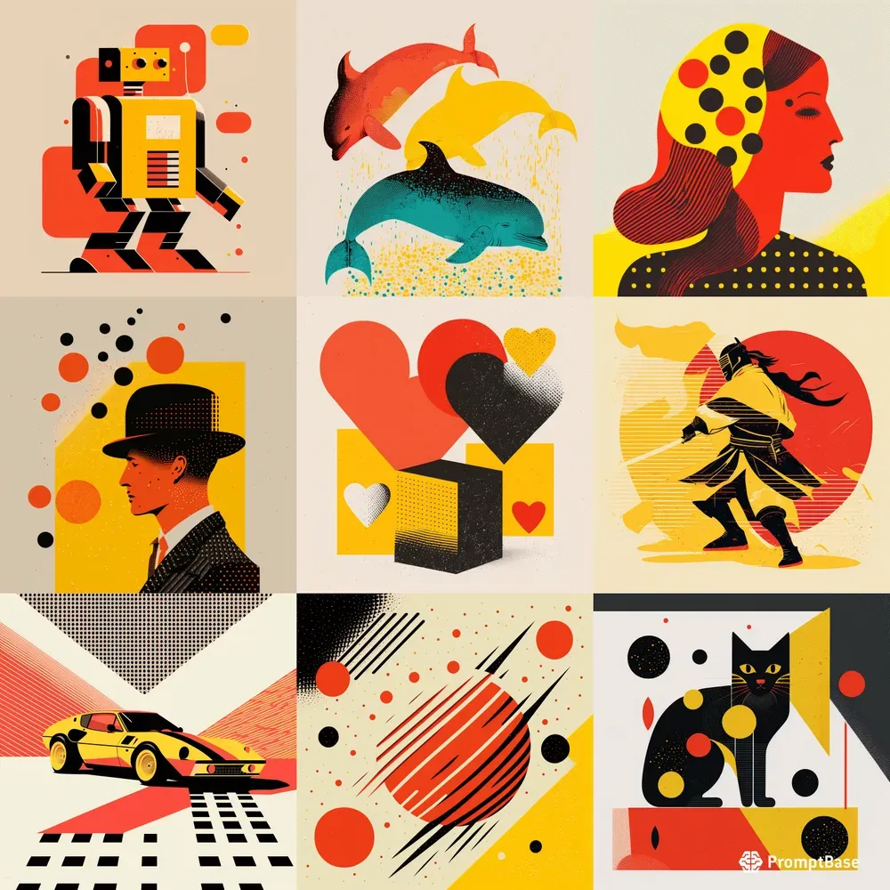 Three Tone Abstract Posters Midjourney Prompt | PromptBase