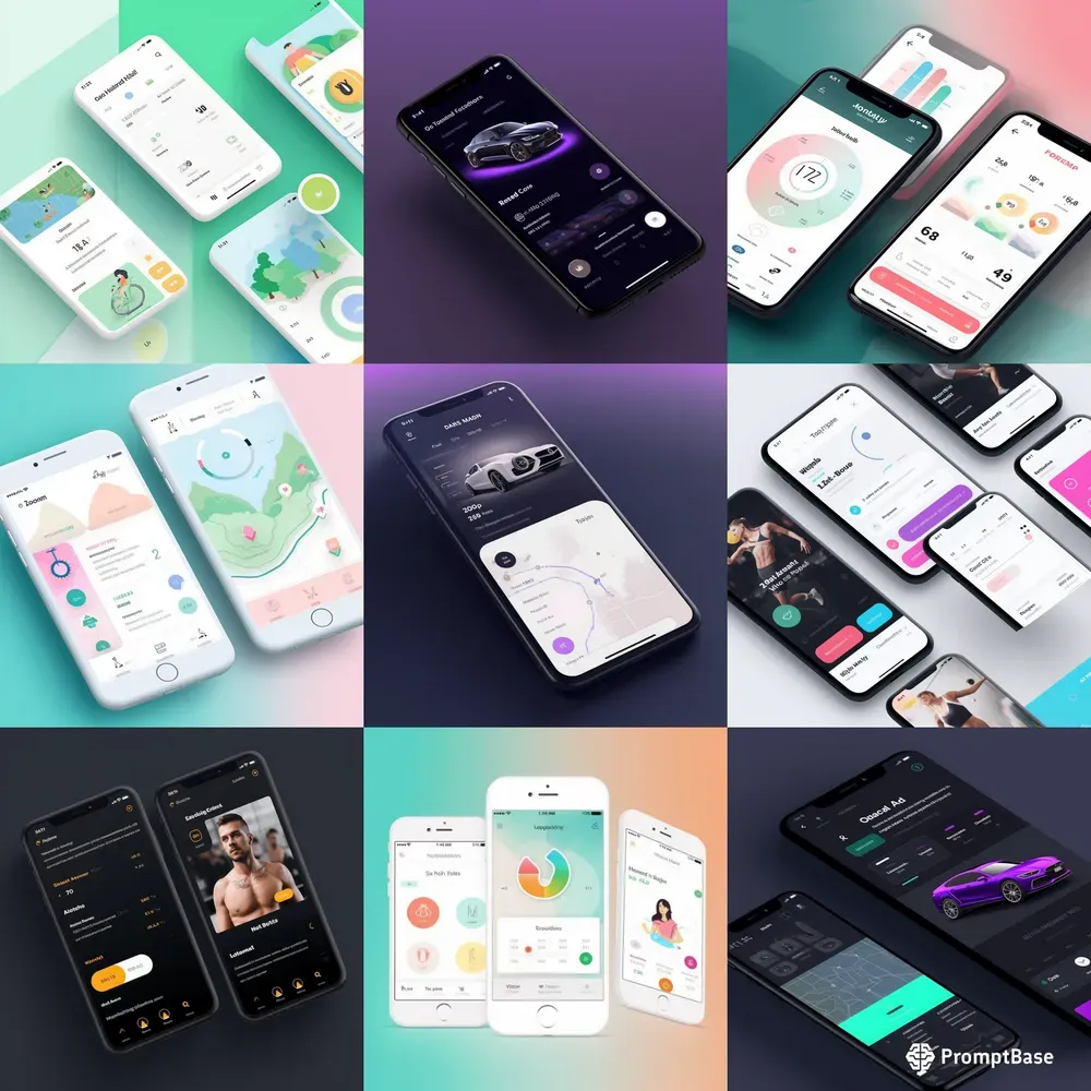 Mobile App Ui Design Ideas Midjourney Prompt | PromptBase