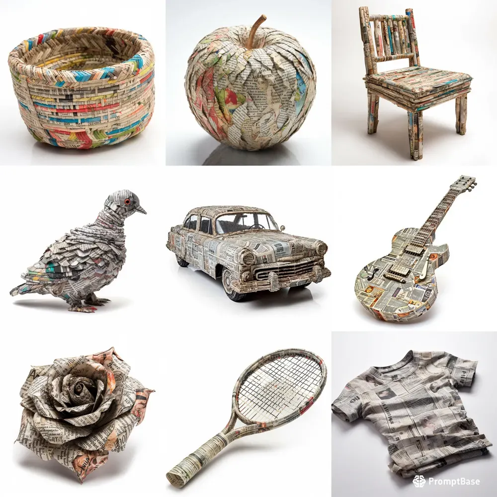 Objects Made Of Newspapers Midjourney Prompt | PromptBase