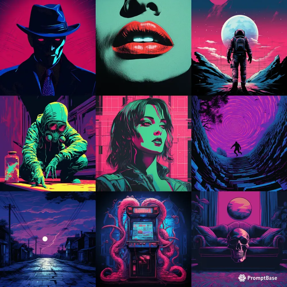 Synthwave Neon Scenes Midjourney Prompt | PromptBase