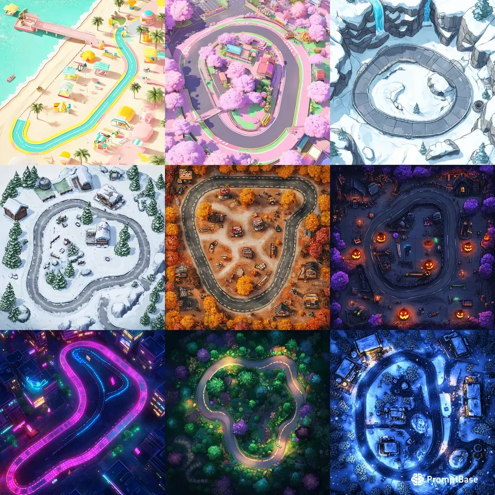 Racing Game Maps Midjourney Prompt | PromptBase