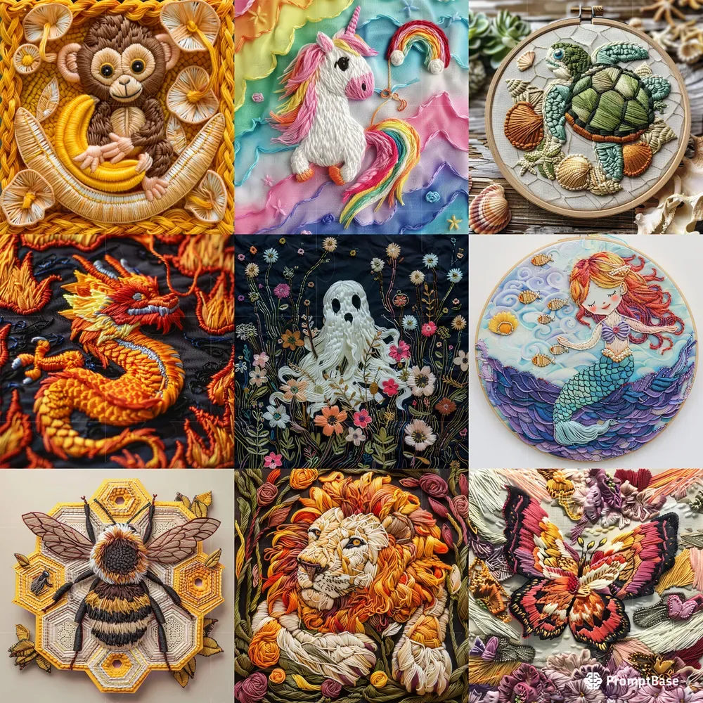 Realistic Embroidery Patterns Midjourney Prompt | PromptBase