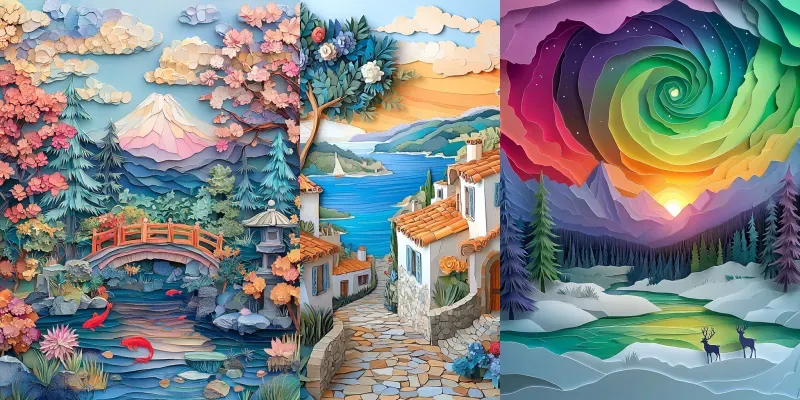 Radiant Papercut Landscape Generator App | PromptBase