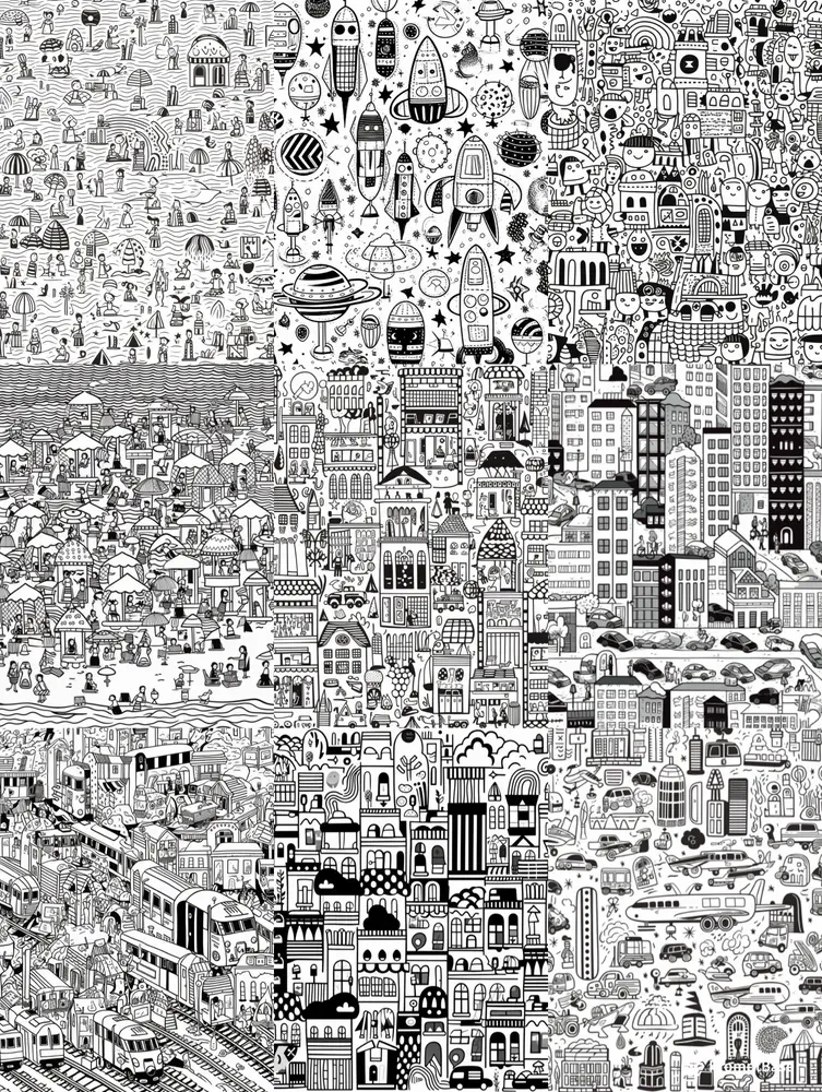 Doddle Visual Hunt Coloring Pages Midjourney Prompt | PromptBase