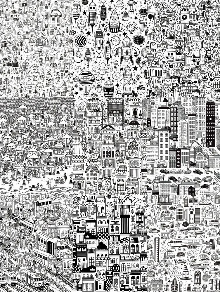 Doddle Visual Hunt Coloring Pages Midjourney Prompt | PromptBase