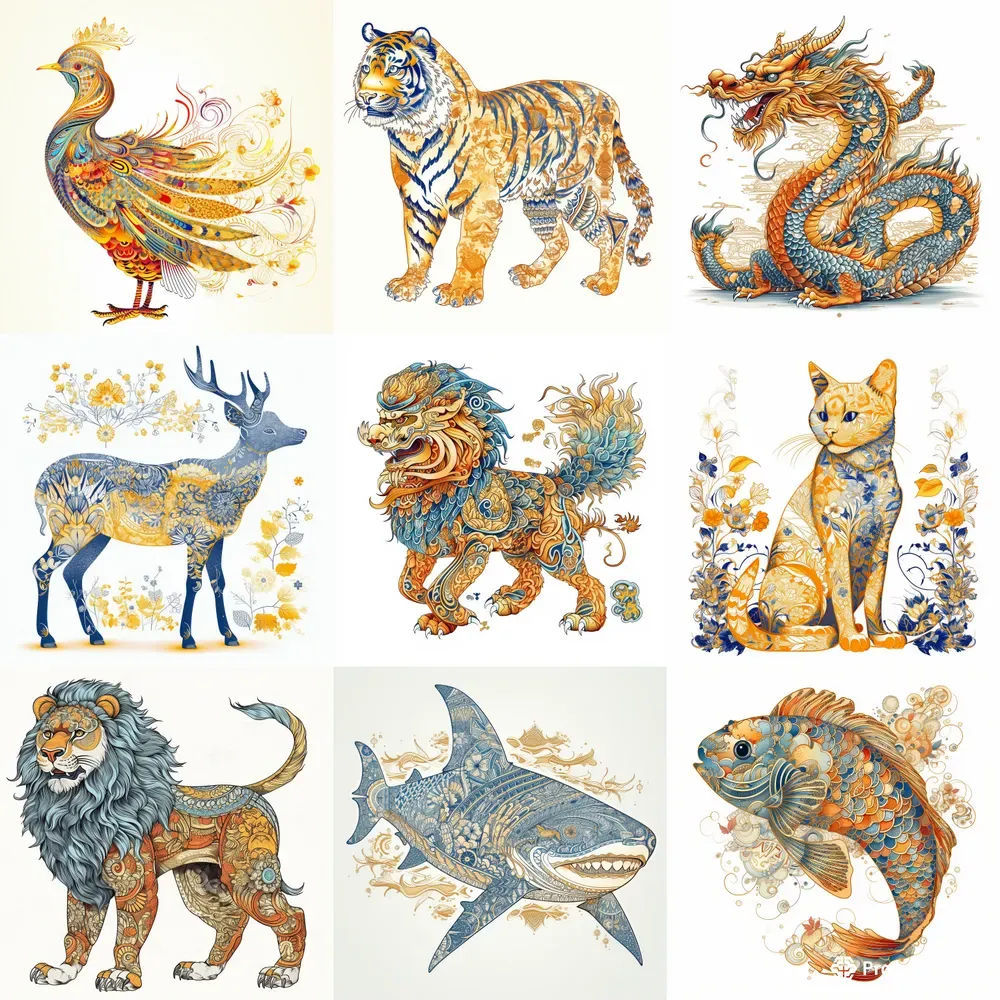 Chinese Style Creatures Posters Midjourney Prompt | PromptBase