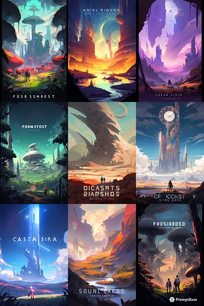 Game Poster Landscapes Midjourney Prompt | PromptBase