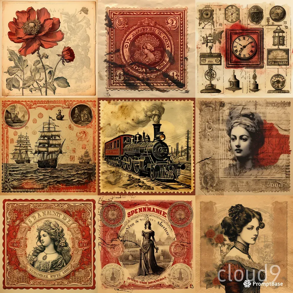 Victorian Era Stamps Midjourney Prompt | PromptBase