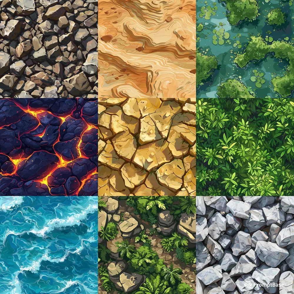Game Tile Terrain Seamless Cartoons Midjourney Prompt | PromptBase