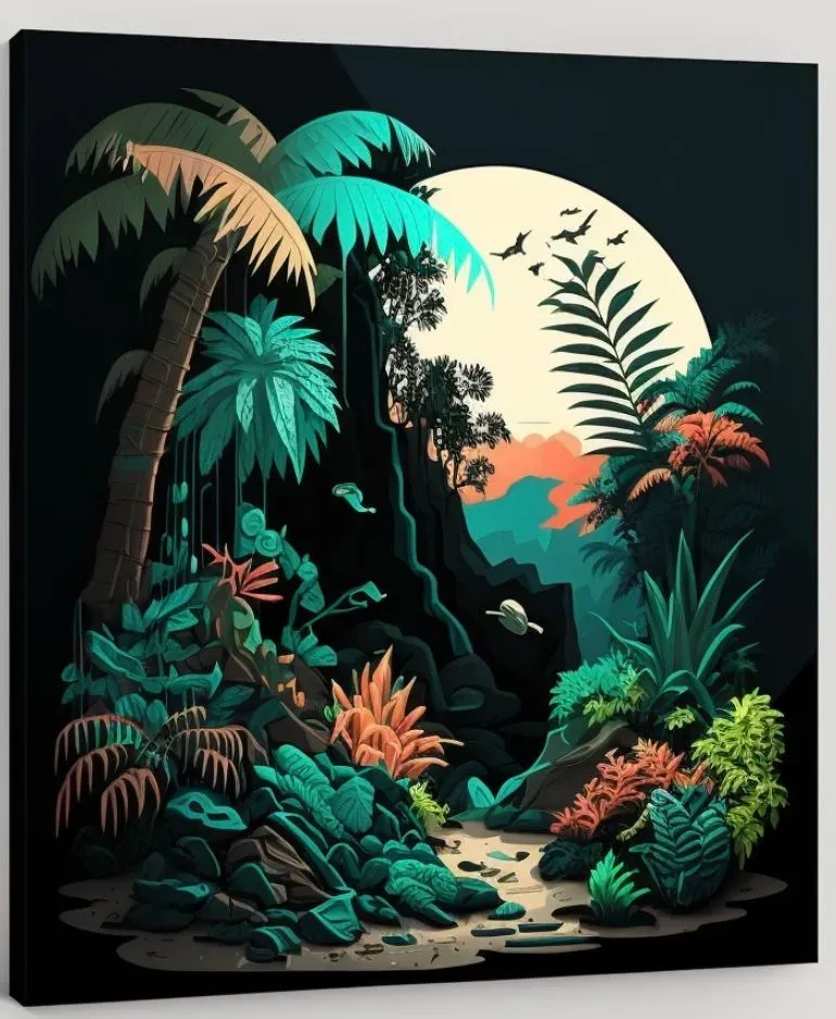 Frazetta Jungle Landscapes Midjourney Prompt | PromptBase