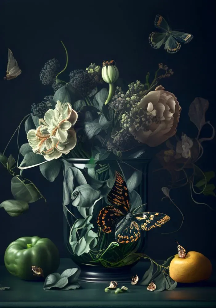 Dramatic Floral Still Lifes Midjourney Prompt | PromptBase