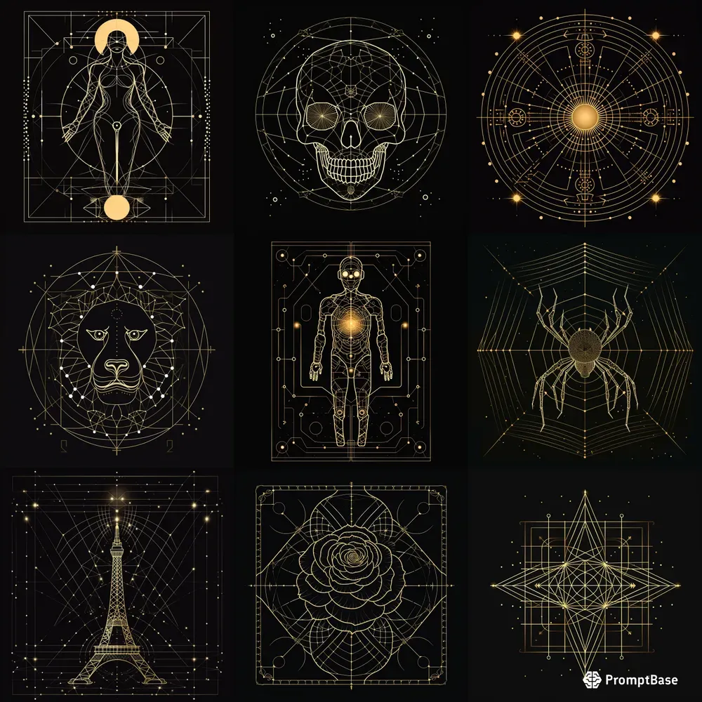 Astro Geometry Minimalist Art Midjourney Prompt | PromptBase