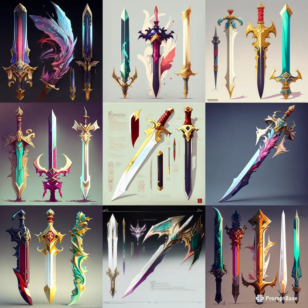 Video Game Sword Concept Art Midjourney Prompt | PromptBase