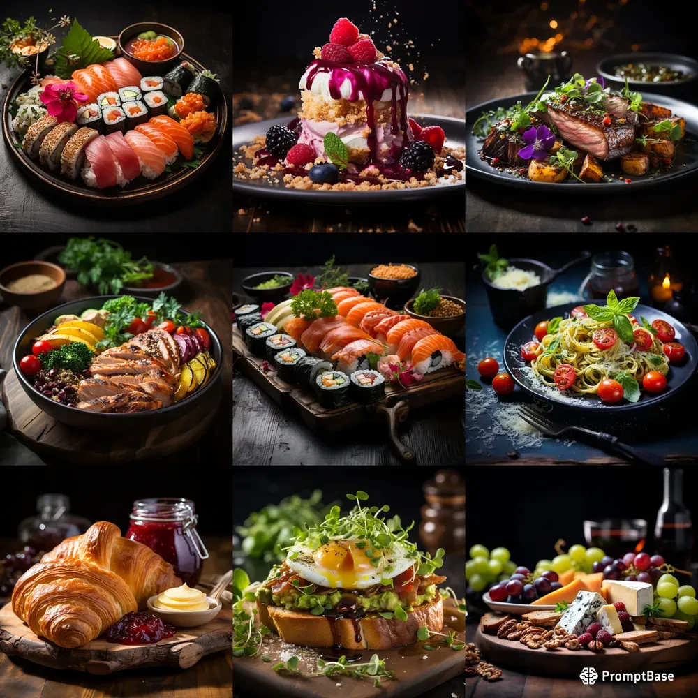 Gourmet Visuals Food Perfections Midjourney Prompt | PromptBase