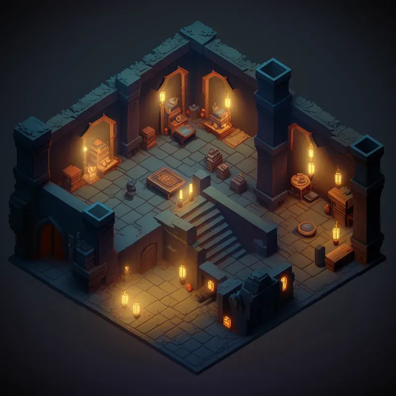 Isometric Dungeon Tile Assets Modulars Midjourney Prompt | PromptBase