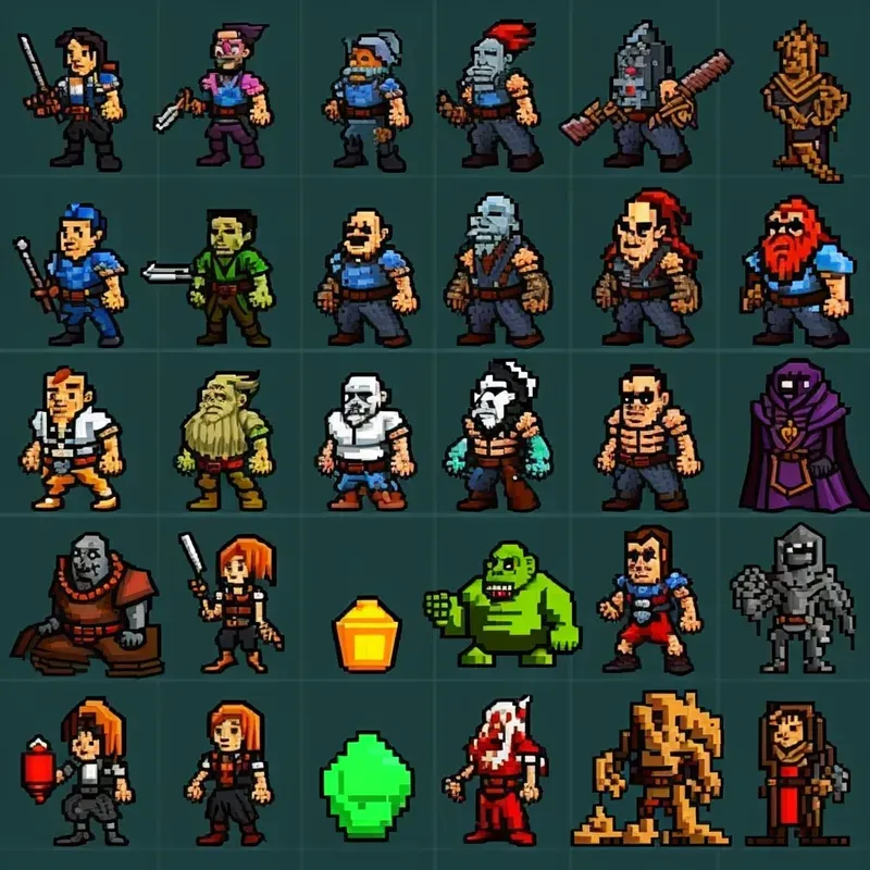 RPG Character And Monster Sprite Sets Midjourney Prompt | PromptBase